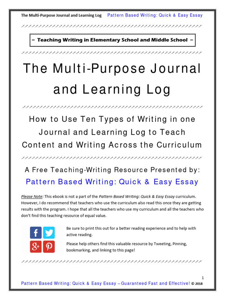 Multi-Purpose Journal for Teaching Writing | PDF | Cognition | Human ...