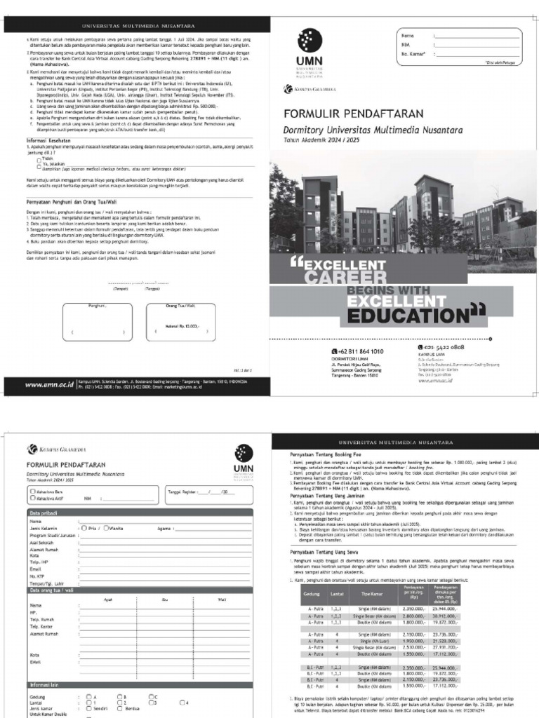 Form Pendaftaran Dorm 2024 2025 | PDF