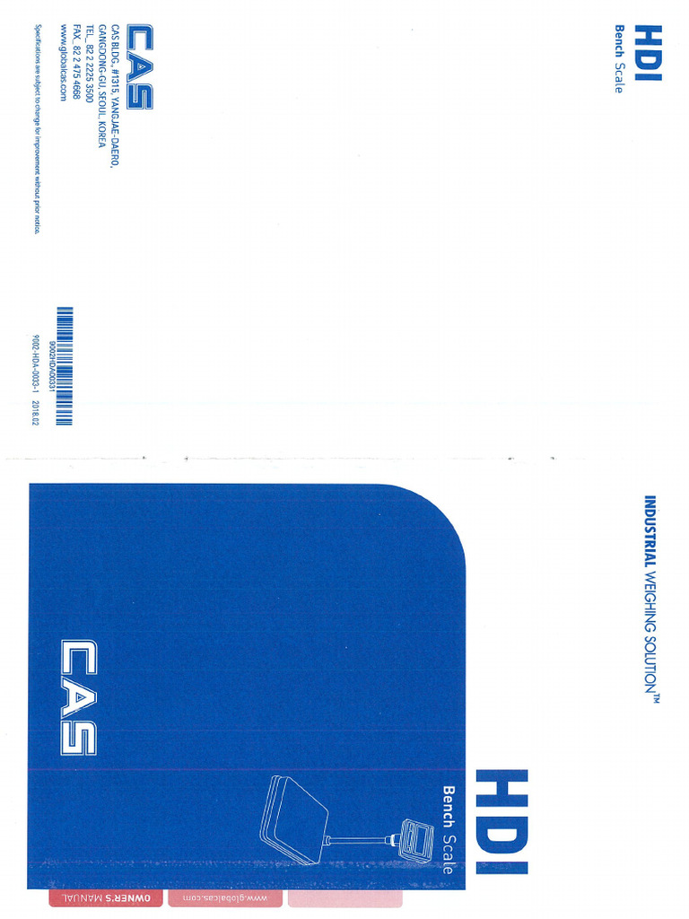 Manual Book Balance Cas Hdi-Bench Scale | PDF
