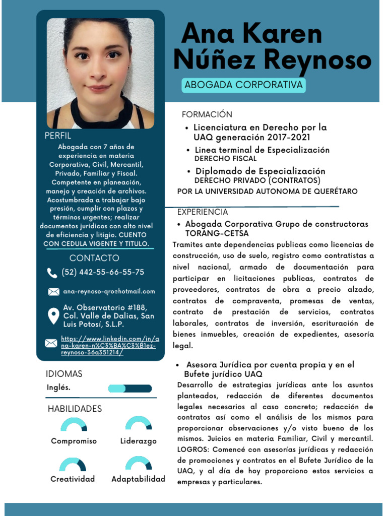 CV Ana Karen Nuñez Reynoso 2024 | PDF | Abogado | Justicia