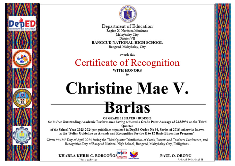Certificate of Recognition | PDF