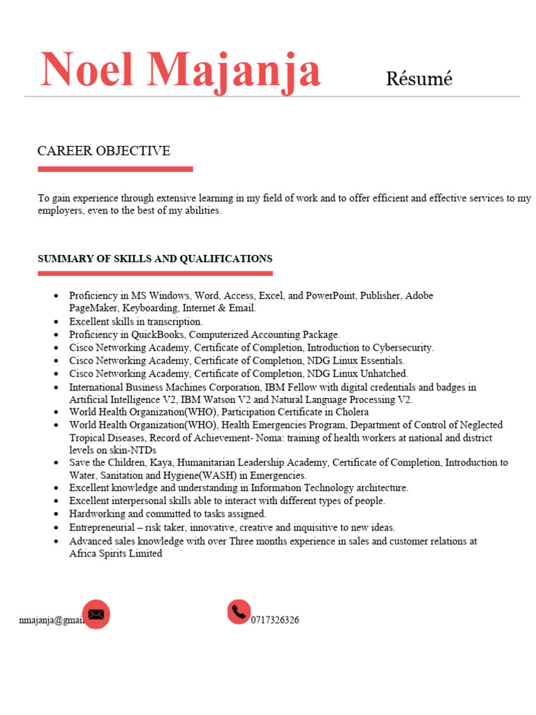 Noel Majanja Resume | PDF | Ibm | Desktop Computer
