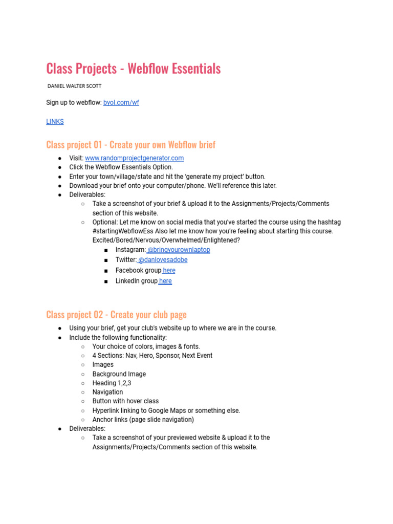 Class Projects - Webflow Essentials | PDF | Social Media | Popular Culture & Media Studies