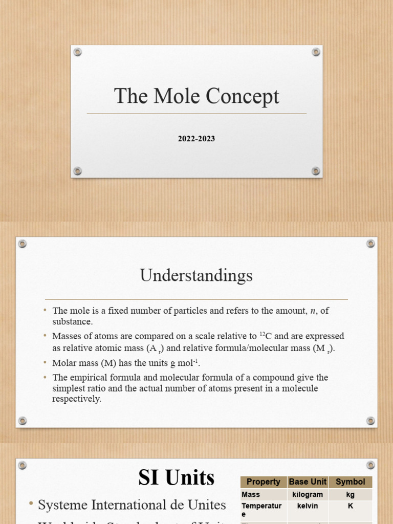 1.2 The Mole Concept | PDF | Mole (Unit) | Molecules