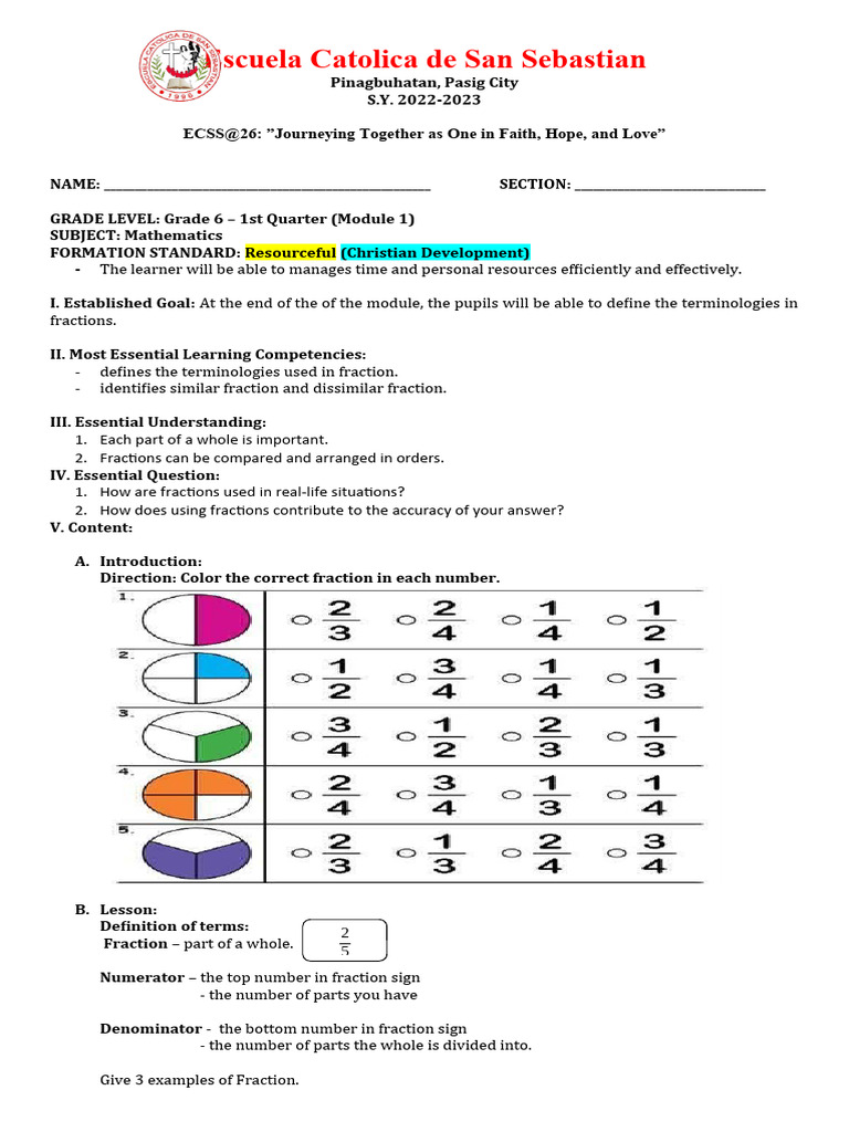 Grade 6 Mathematics Modules Lesson 1 | PDF | Cognition | Learning