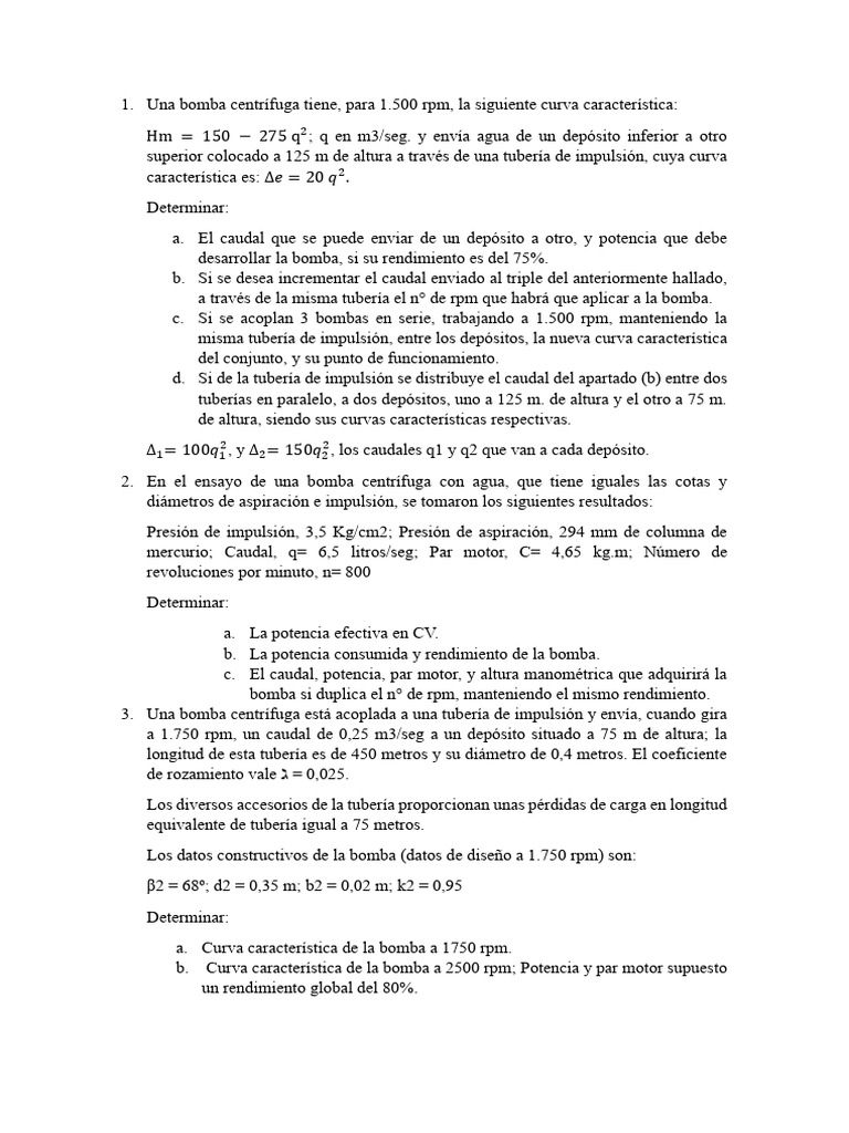 Taller 2. Ejercicios Pc2 | PDF | Bomba | Tecnologías de gas