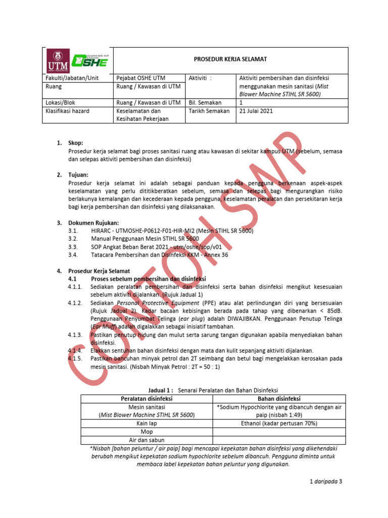 2.1 Contoh SWP - Mesin STIHL SR 5600 | PDF