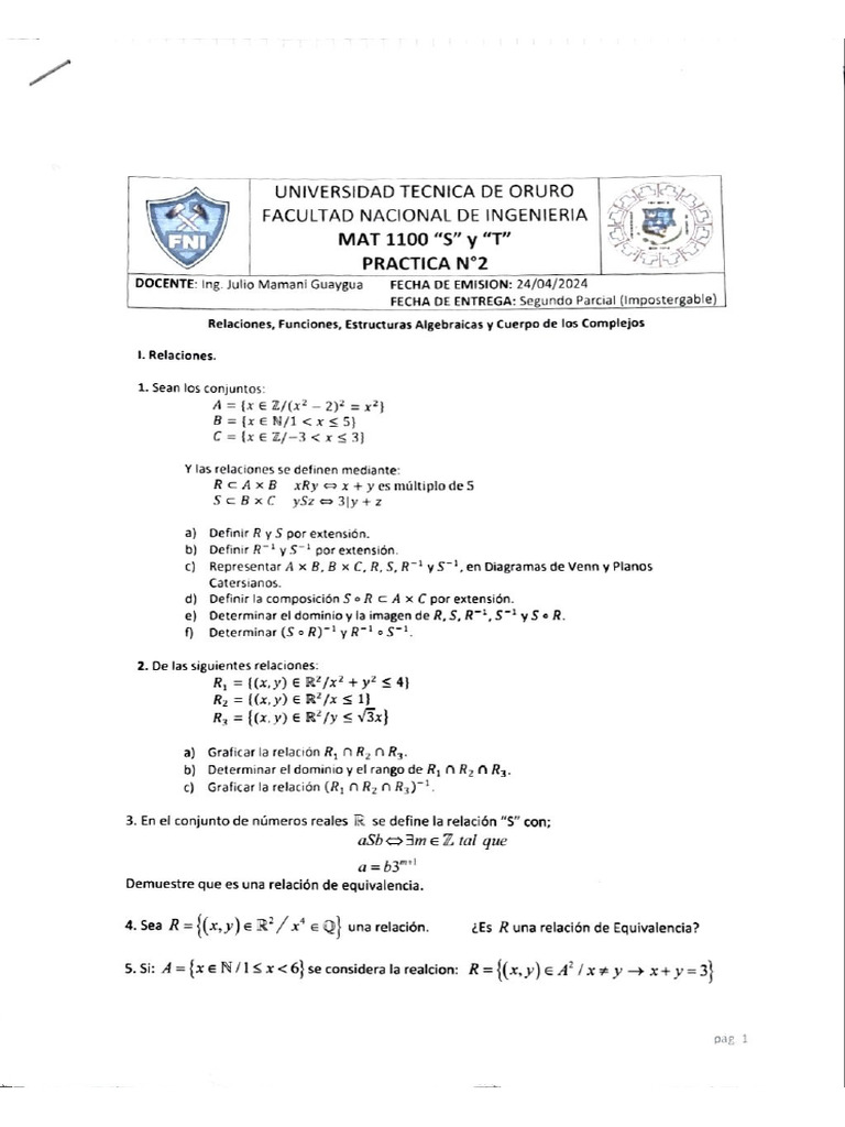 Practica N°2 - Mat 1100 | PDF