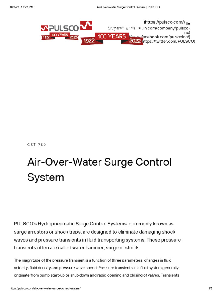 Air-Over-Water Surge Control System - PULSCO | PDF | Pump | Civil ...
