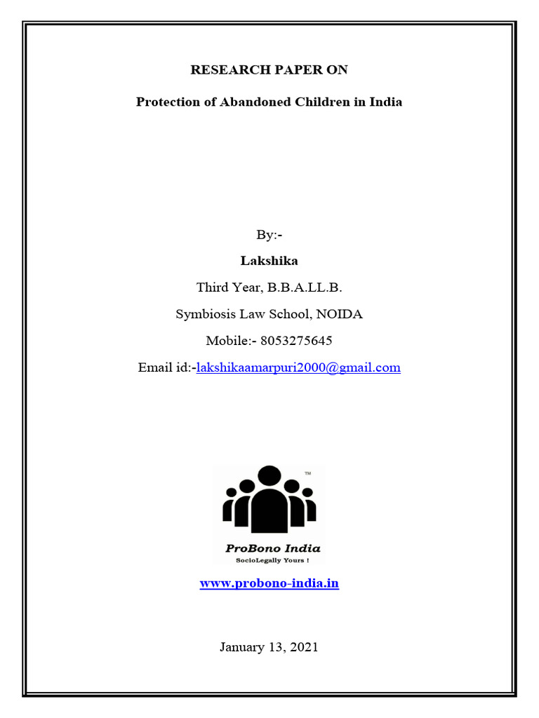 Protecting Abandoned Children in India | PDF | Justice | Crime & Violence