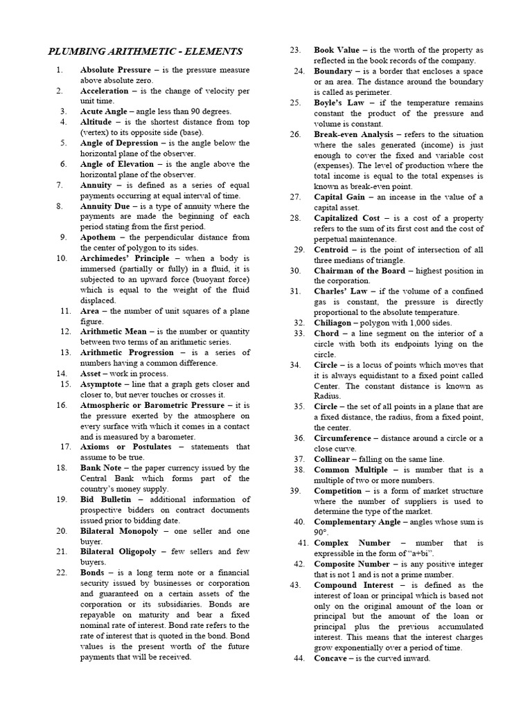 Plumbing Arithmetic Terms 2 | PDF | Triangle | Force