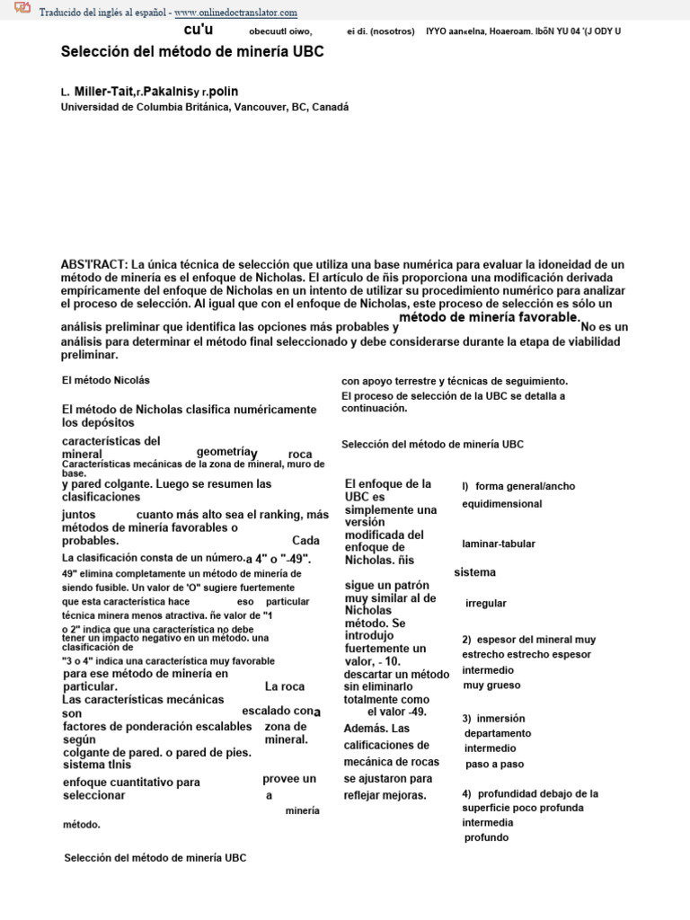 Selección de Métodos de Minería UBC | PDF | Minería | Minerales