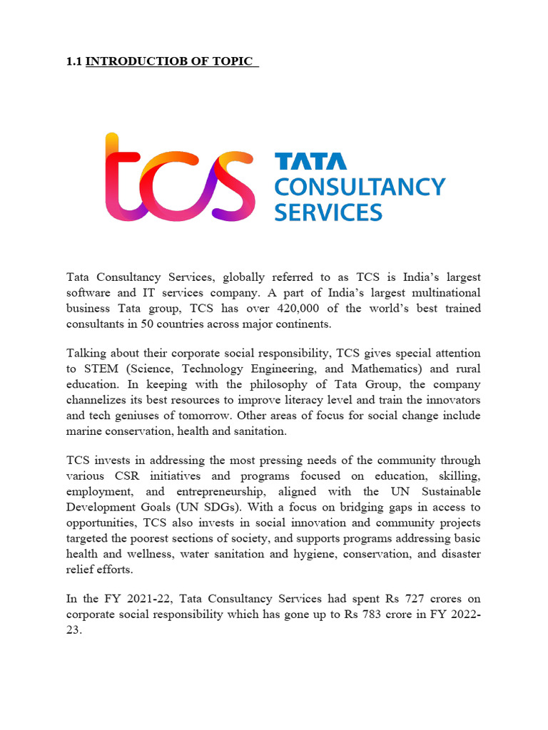 CSR On TCS 2022044 Sahil Pawar | PDF | Corporate Social Responsibility ...