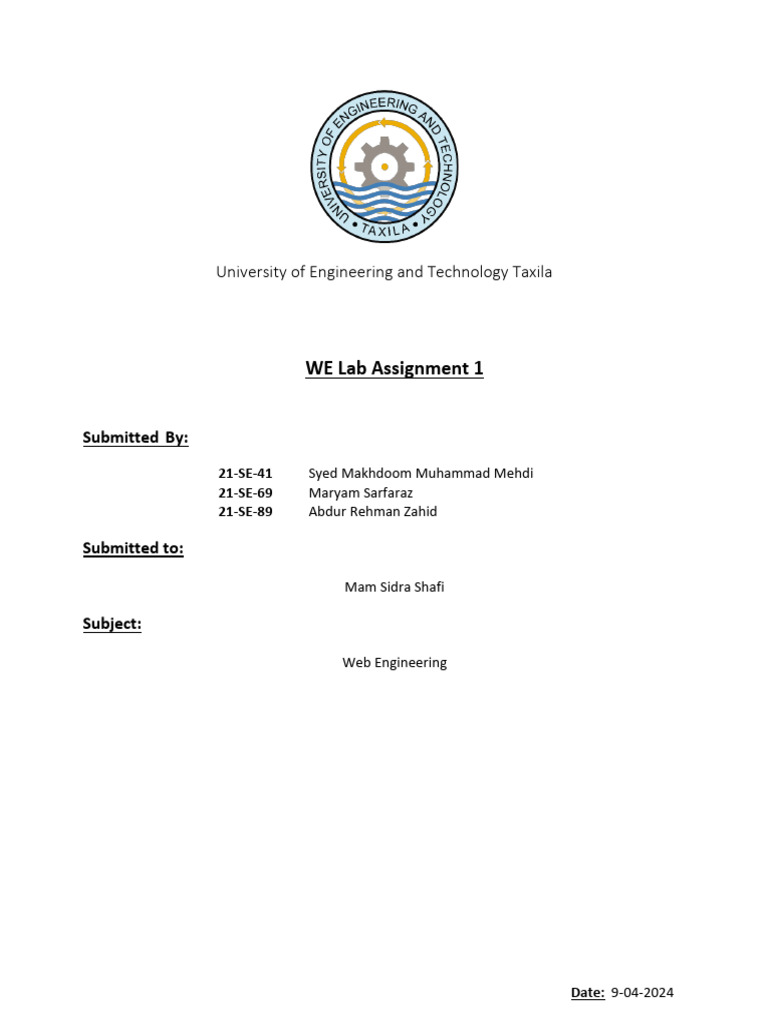 WE Lab Assignment 1 | PDF | Web Development | Computer Libraries