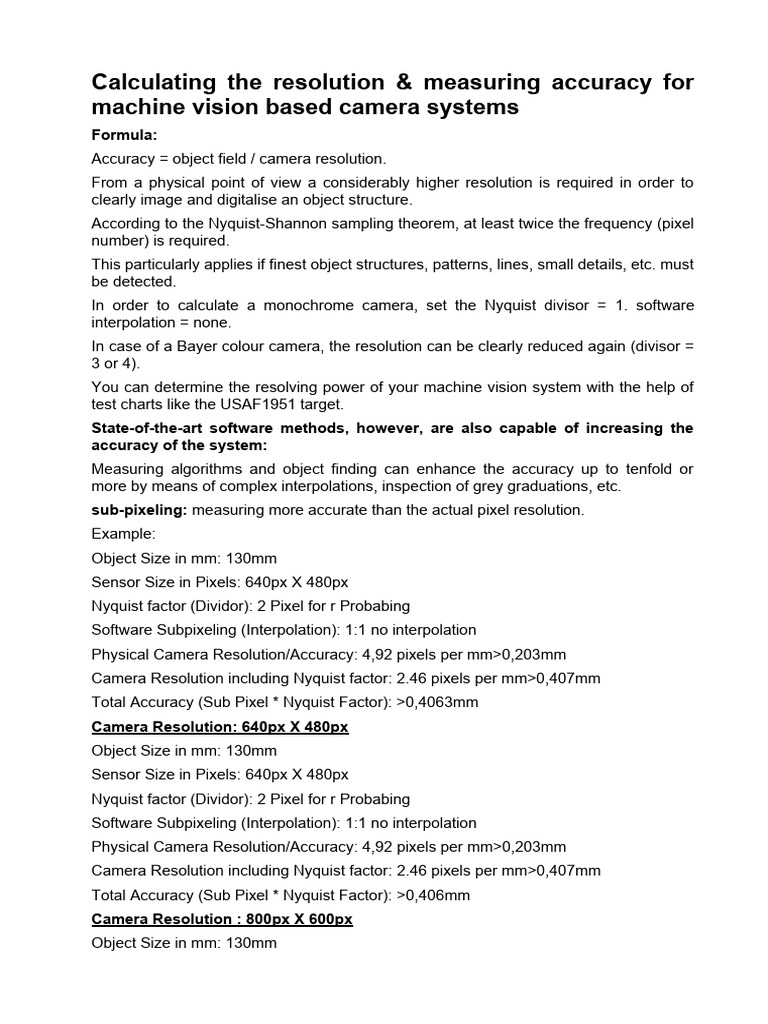 Calculating The Resolution & Measuring Accuracy For MV | Download Free ...