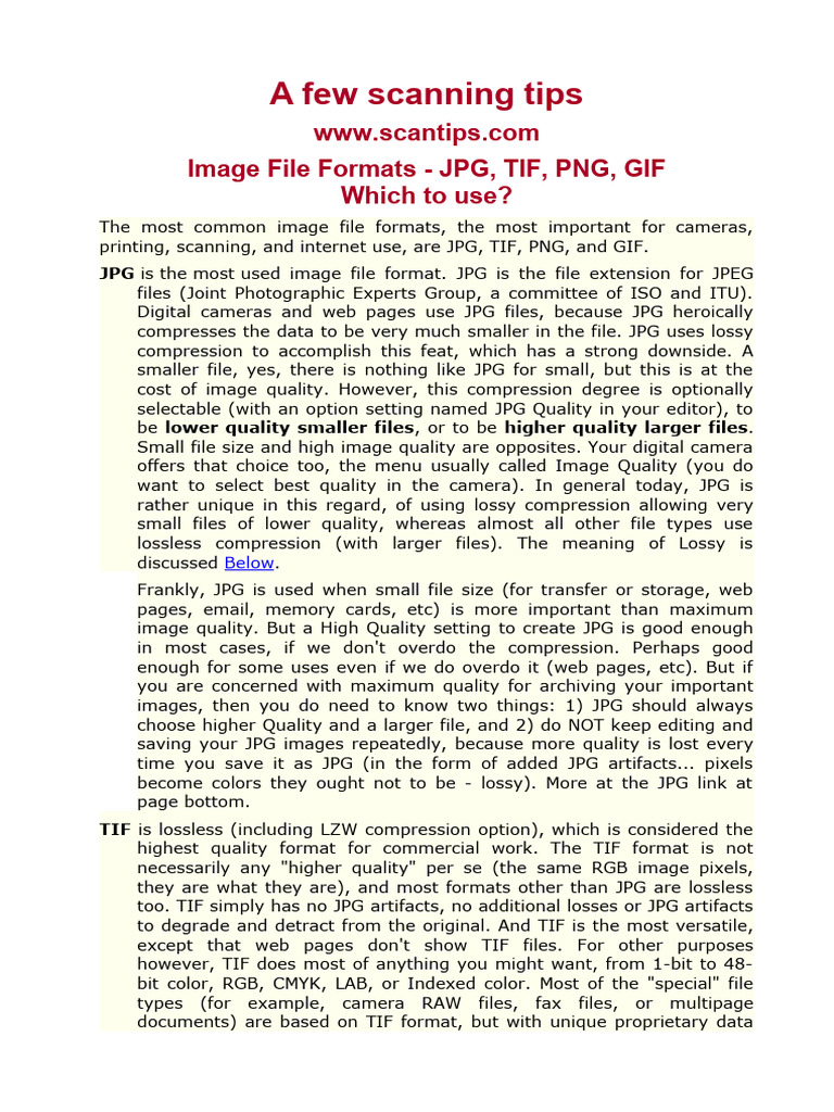 Image File Formats Which To Use | PDF | Pixel | Data Compression
