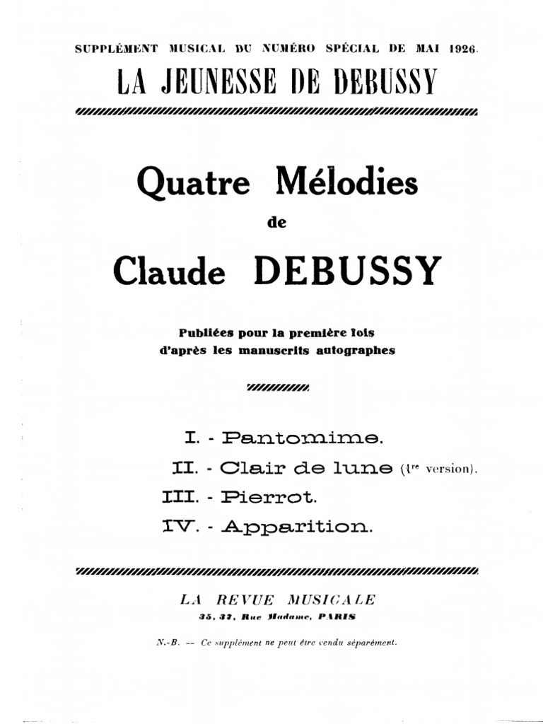Quatre Chanson Jeunesse | PDF