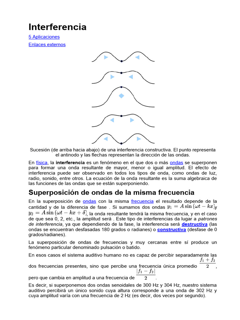 Interferencia óptica: conceptos clave | PDF | Olas | Óptica