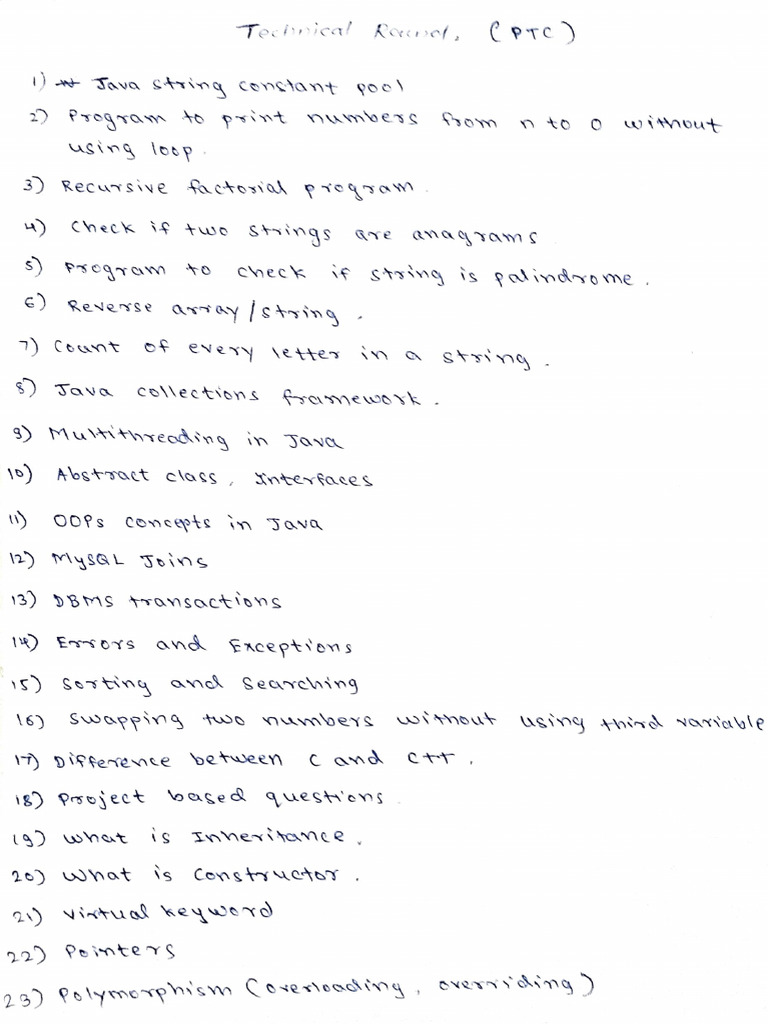 PTC technical questions | PDF | Computer Programming | Software Development