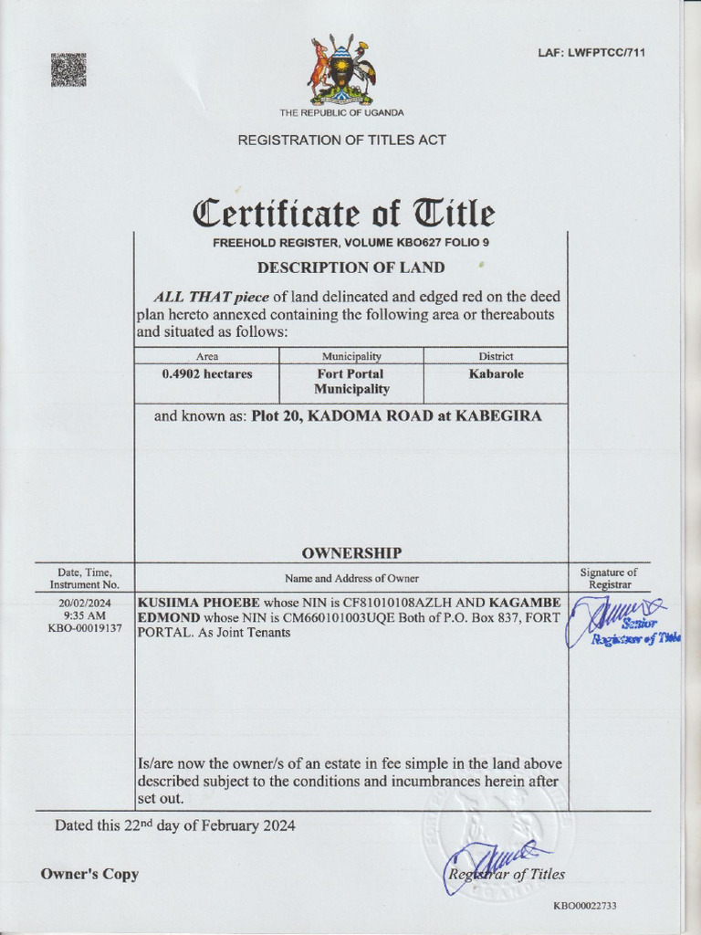 Kusiima Phoebe and Kabagambe Edmond | PDF