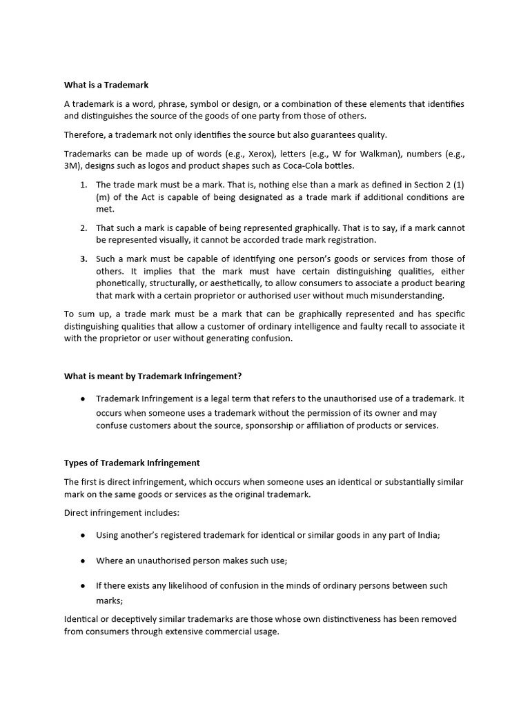 Trademark Notes 2 | PDF | Trademark | Trademark Infringement