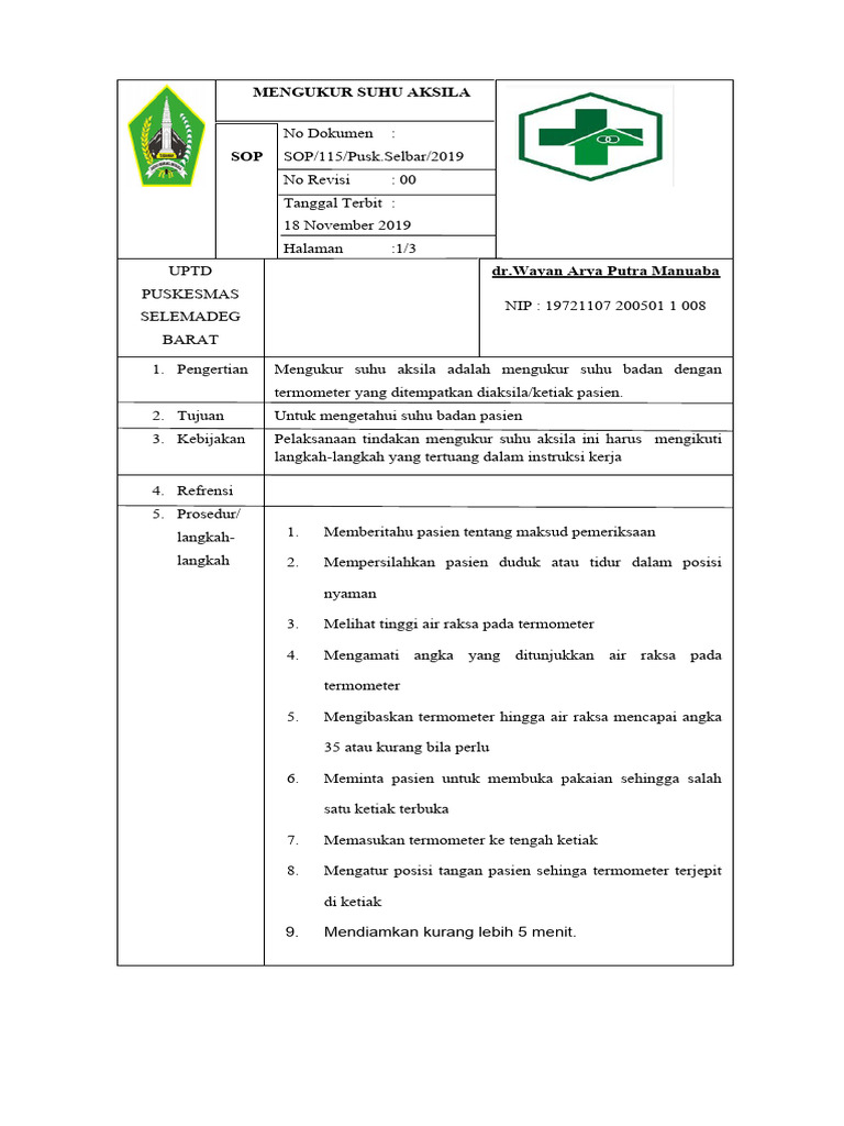 Prosedur Pengukuran Suhu Aksila | PDF | Sains & Matematika