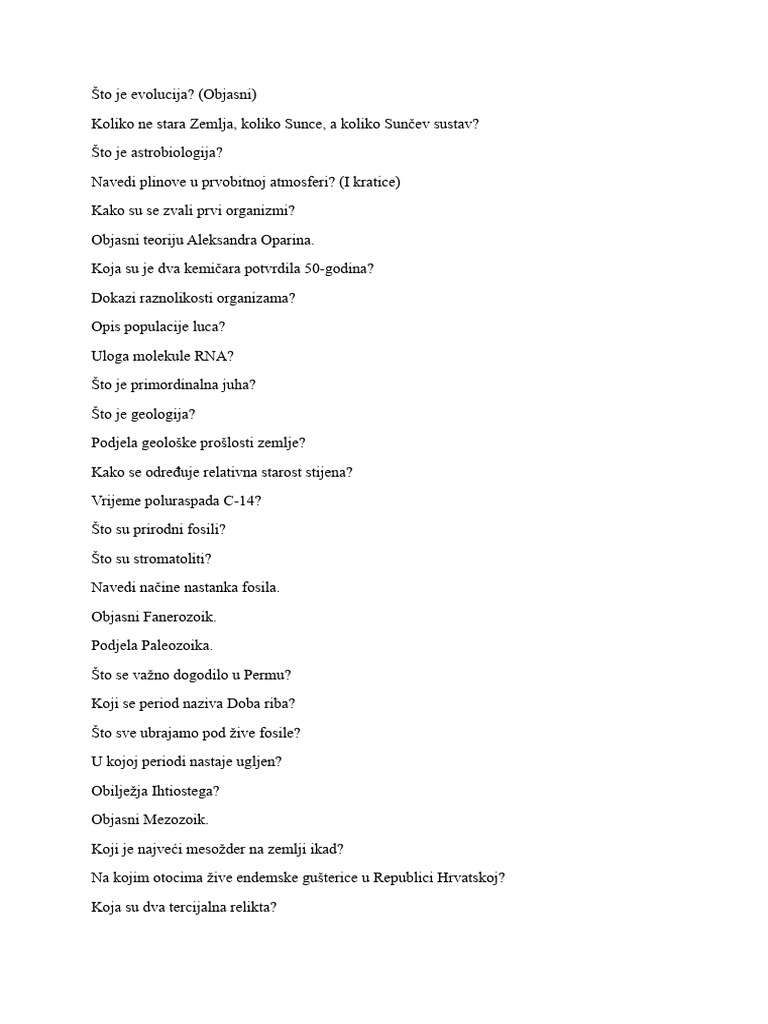Pitanja Za Test - Biologija | PDF