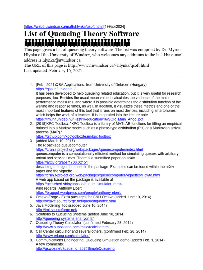 List of Queueing Theory Software | Download Free PDF | Markov Chain ...