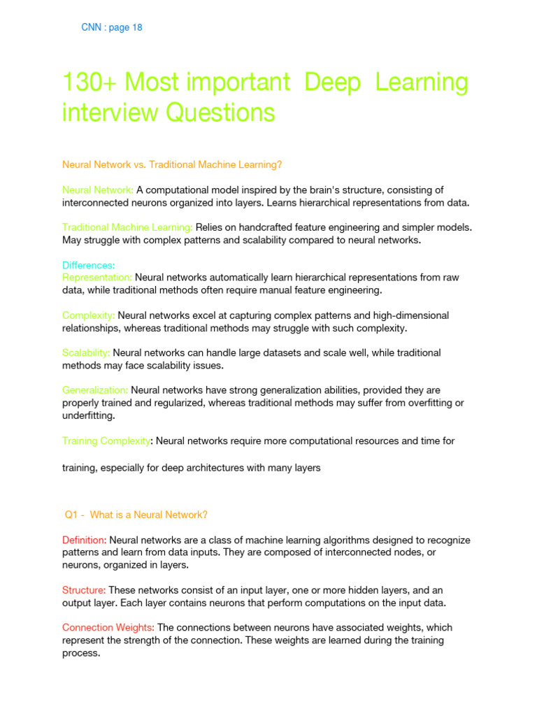 Complete Deep Learning Interview Question | PDF | Artificial Neural ...