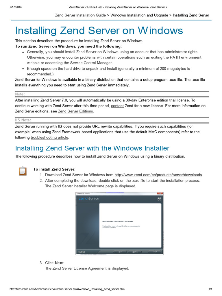 Zend Server 7 Online Help - Installing Zend Server On Windows - Zend ... Zend Server 7 Online Help - Installing Zend Server On Windows - Zend ...