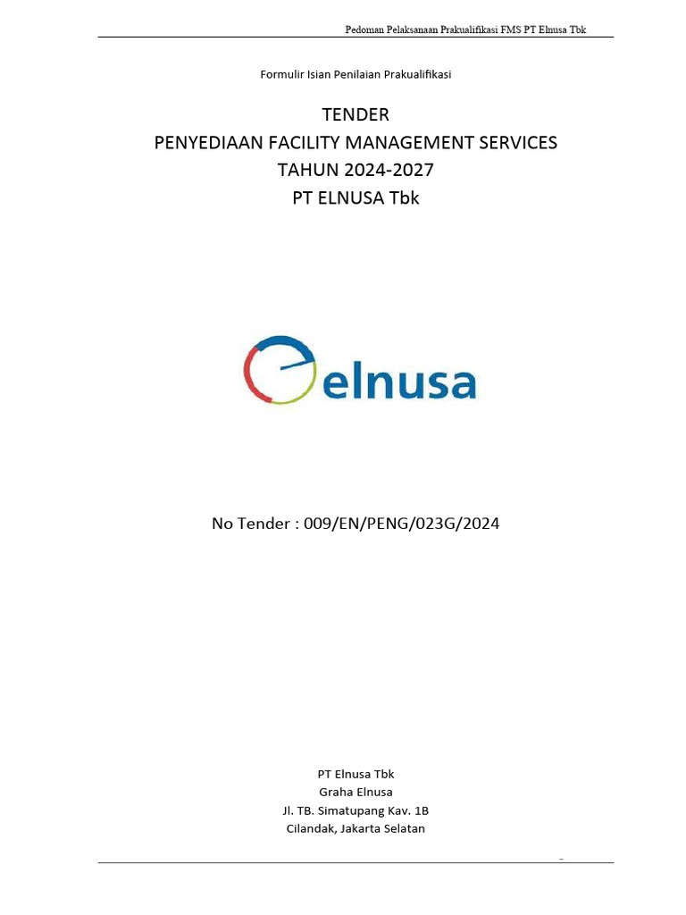Dokumen Prakualifikasi Tender Facility Management Services | PDF ...