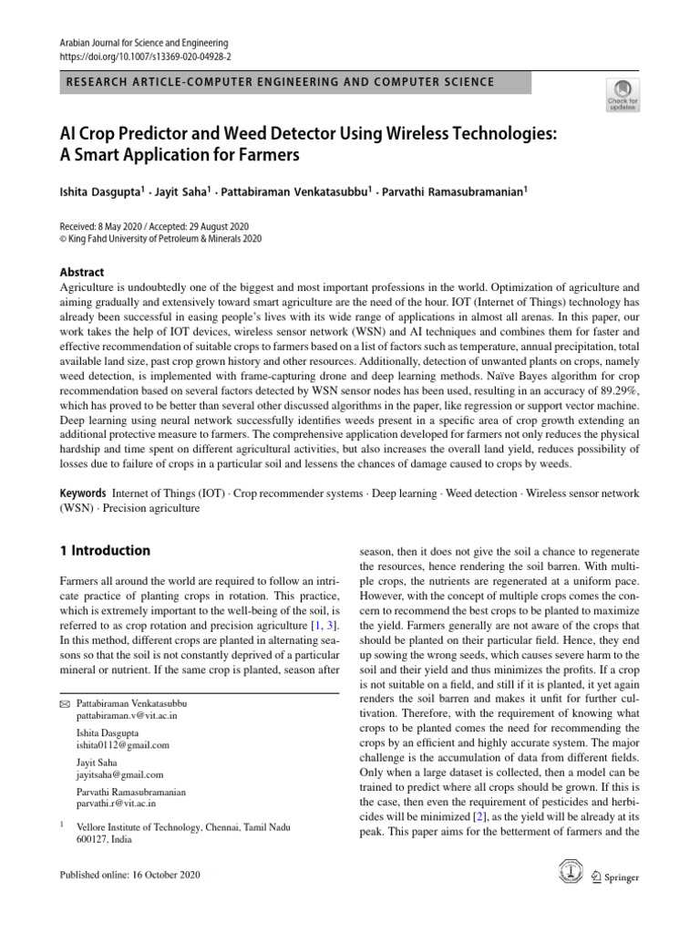 AI Crop and Weed Detection System | PDF | Wireless Sensor Network ...