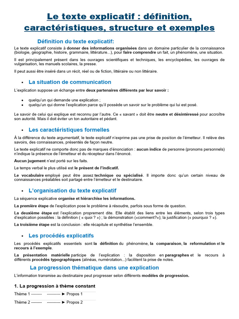 Caractéristiques du texte explicatif | PDF | Genre grammatical | la ...