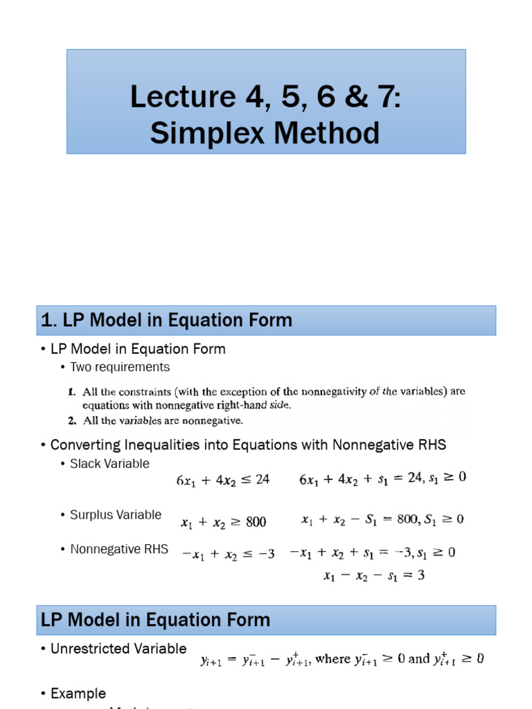 L4_5_6_7_SimplexMethod | PDF | Mathematical Optimization | Algorithms And Data Structures