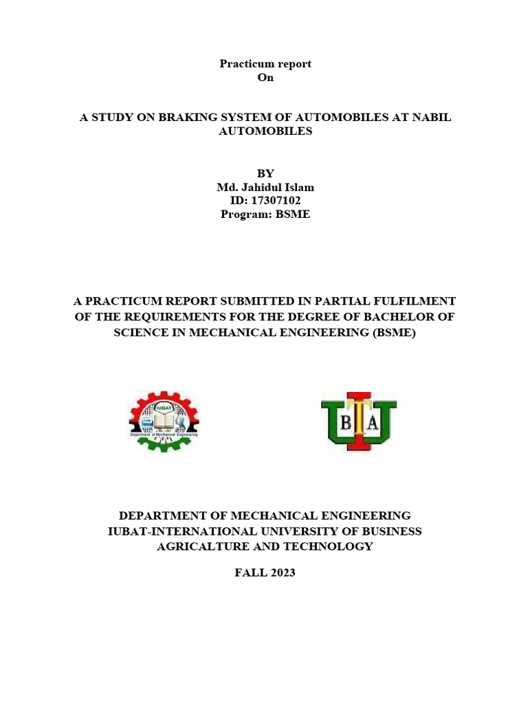 Practicum Report Final - Amran Hossain Jone | PDF | Brake | Anti Lock ...