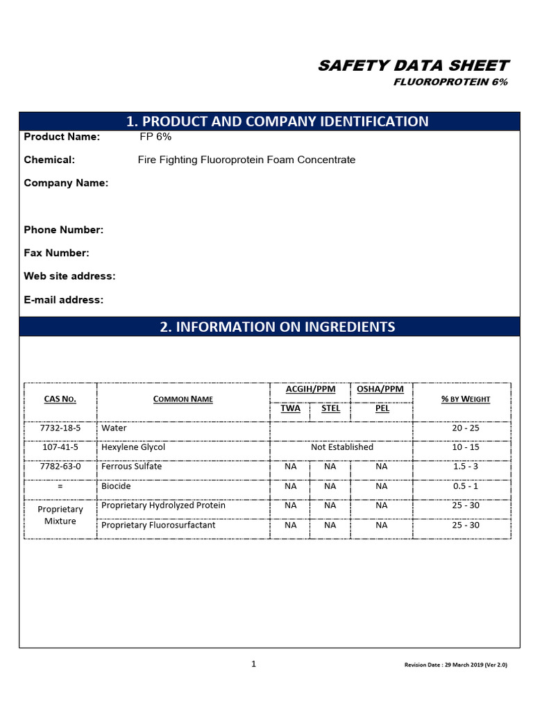 MSDS - FP 6 | PDF | Fires | Firefighting