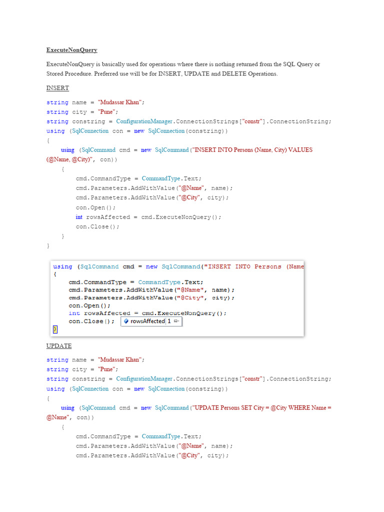 Execute Non Query | PDF | Model–View–Controller | Windows Communication Foundation