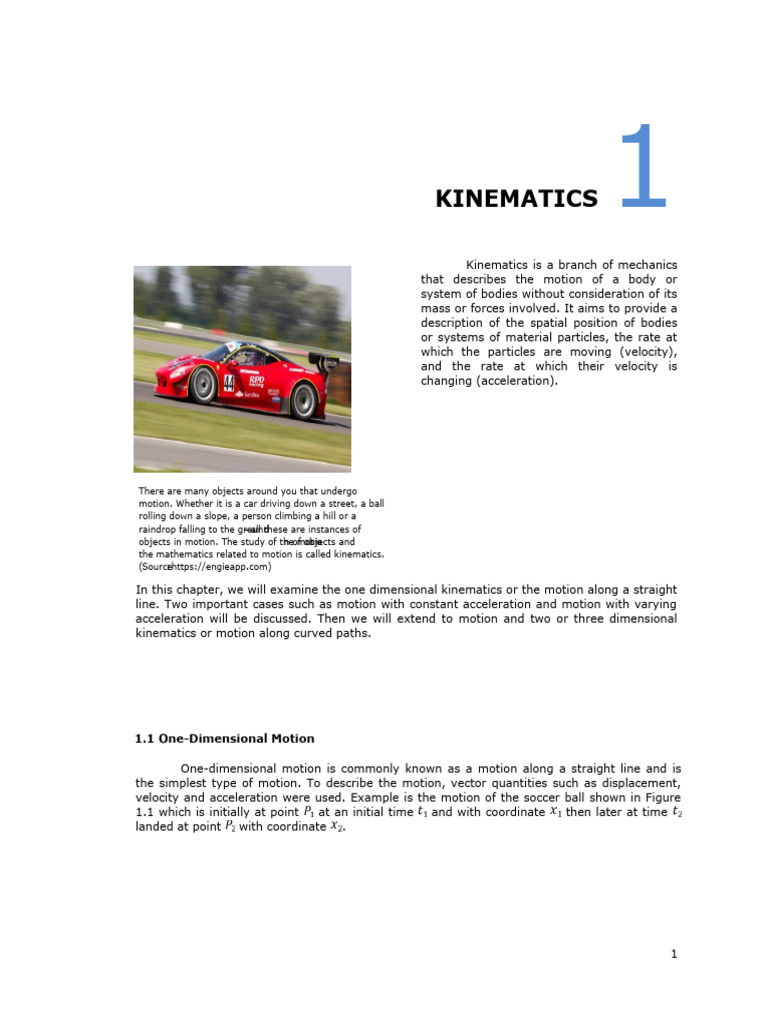 Chapter 1 Kinematics | PDF | Acceleration | Velocity