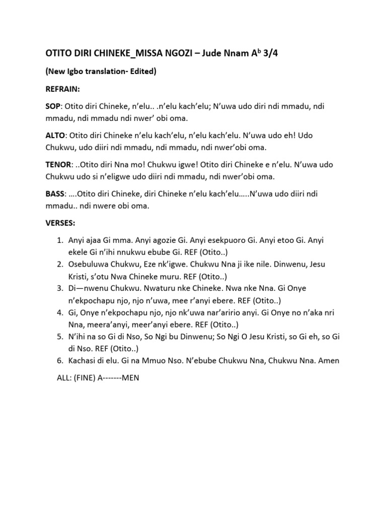 Otito Diri Chineke New | PDF | Foreign Language Studies | Religion ...