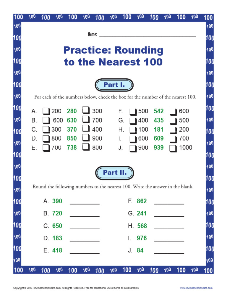 Gr3_Practice_Rounding_to_the_Nearest _100 | PDF