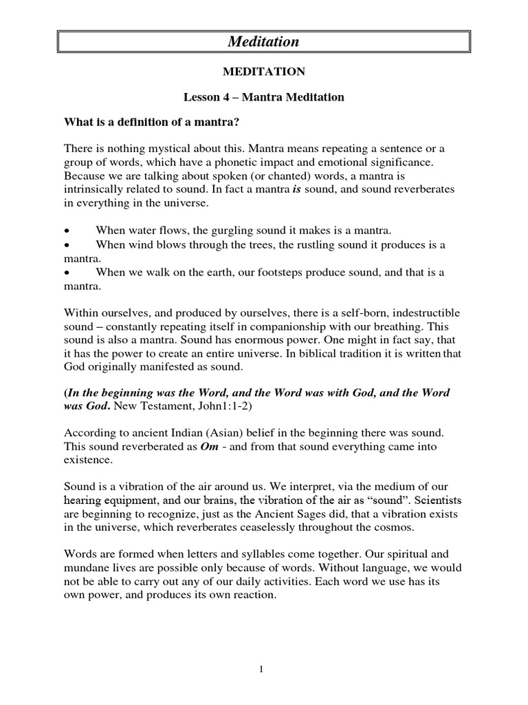 Lesson 04 | PDF | Mantra | Meditation