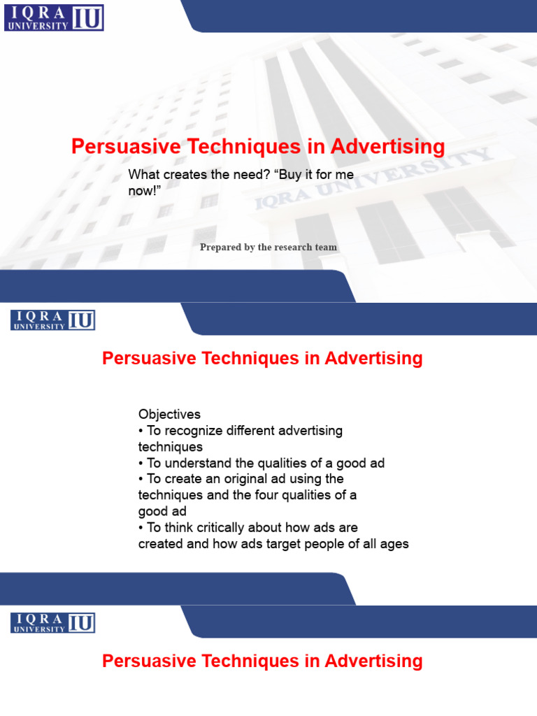 Persuasive Techniques in Advertising | PDF | Persuasion | Advertising