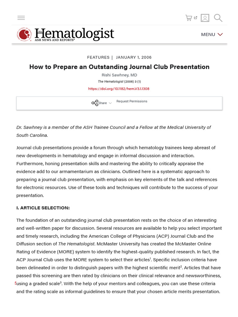 How To Prepare An Outstanding Journal Club Presentation - The ...
