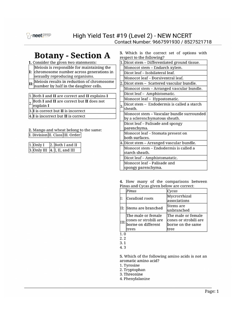 3 Mock Test Bio Neetprep | PDF
