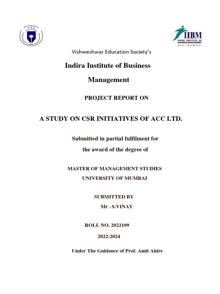 VINAY CSR PROJECT | PDF | Corporate Social Responsibility | Sustainability