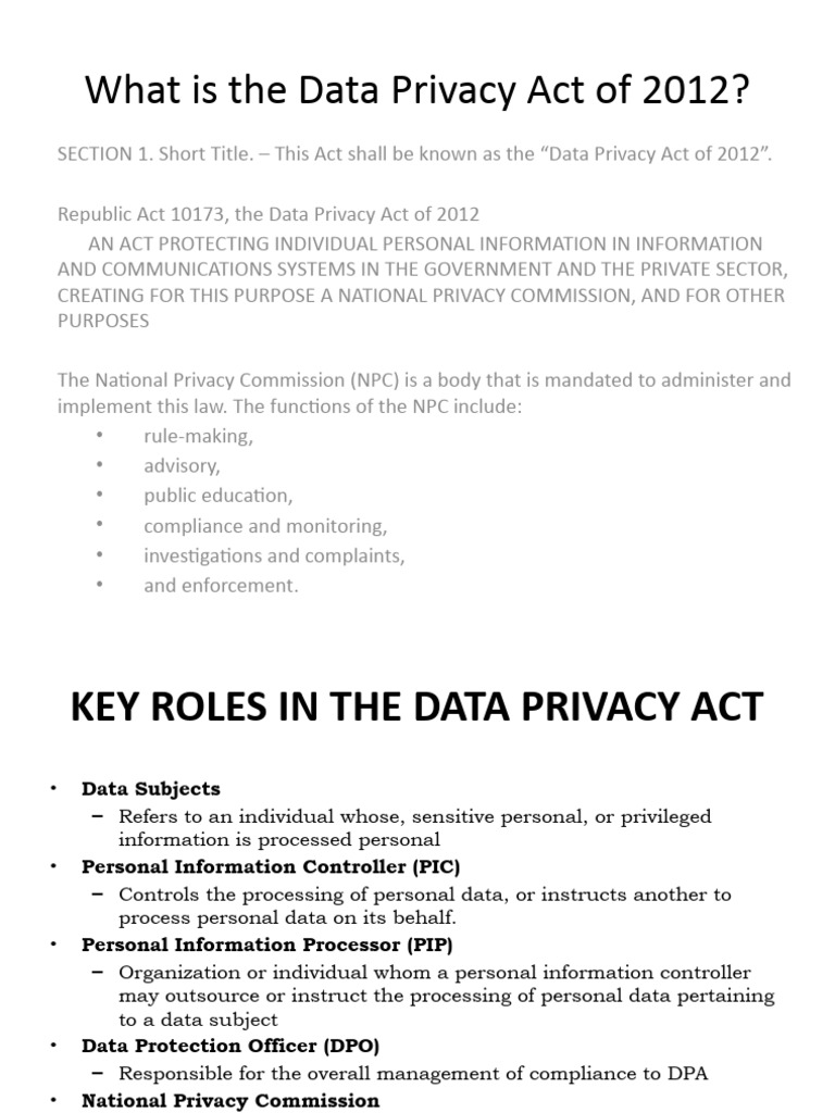 Data Privacy Act of 2012 NPC | PDF | Information Privacy | Privacy
