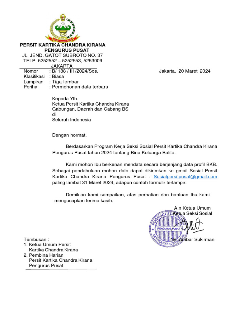 Permohonan Data BKB Persit 2024 | PDF