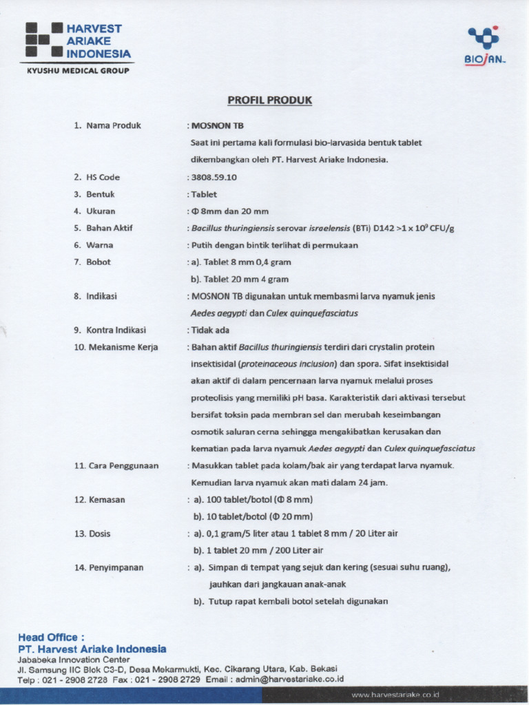 Profil Produk MOSNON | PDF