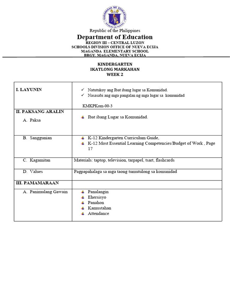 Kinder Cot Q3 Week 2 | PDF