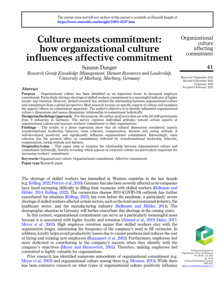 Dunger 2023 | PDF | Transformational Leadership | Leadership